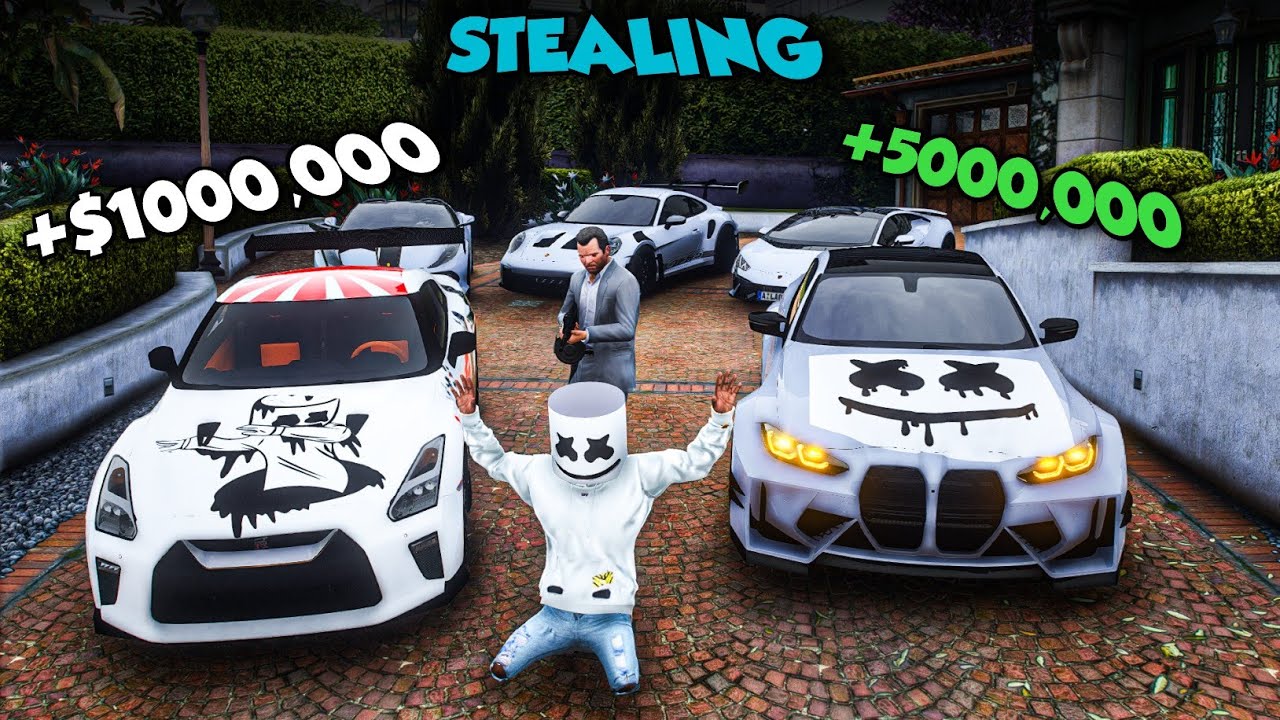 I STOLE MARSHMELLO SECRET CARS WITH RONALDO FROM REAL LIFE IN GTA 5 ...