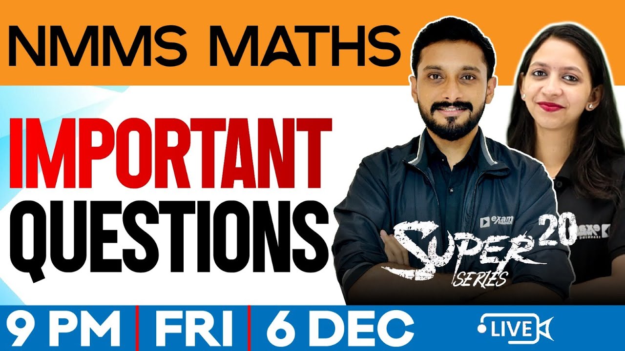 NMMS MATHS 2024 | SUPER 20 | Sure Questions | Exam Winner - YouTube