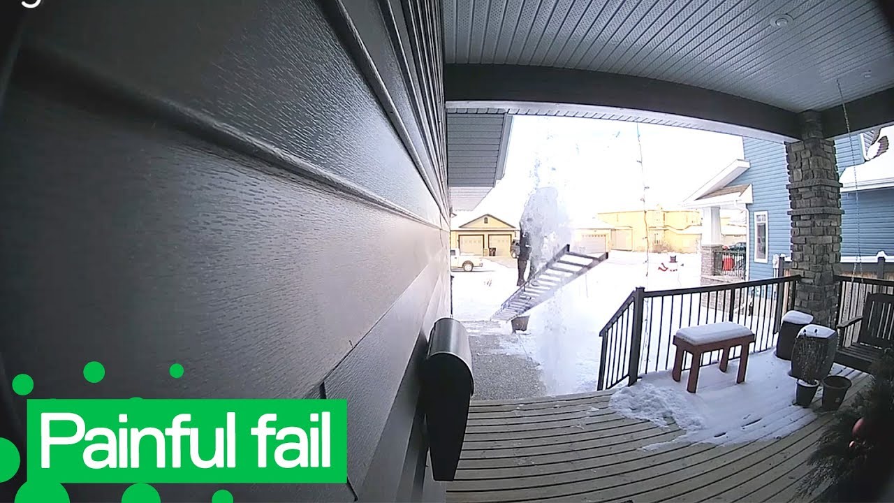 Man Falls from Ladder while Attaching Christmas Lights - YouTube