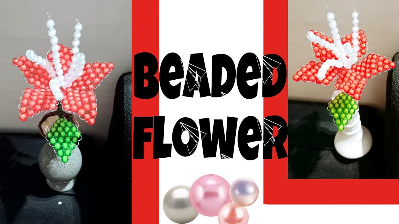 How to make beaded flowers | using pearl | pearl beaded flower - YouTube