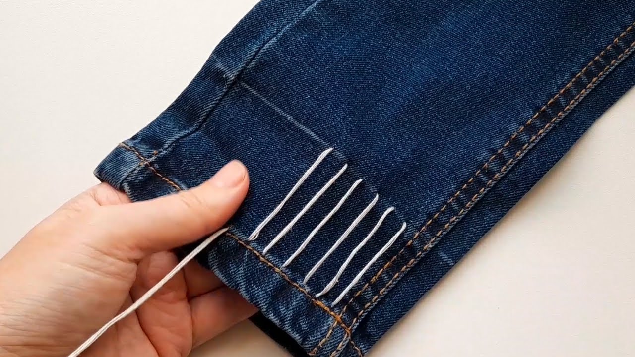 👖 How to Hem Jeans WITHOUT a Sewing Machine – GENIUS DIY Hack! - YouTube