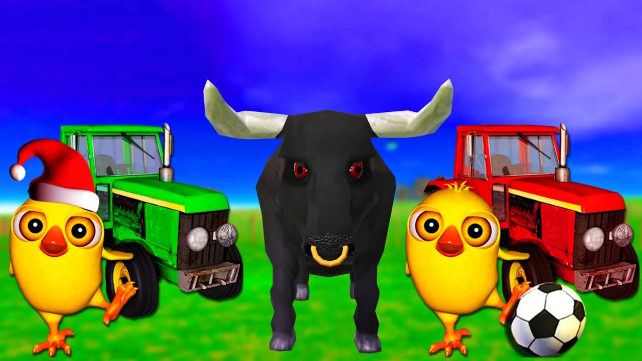 El Pollito pío 3d | el Toro y el Tractor de la Granja | The Chick and ...