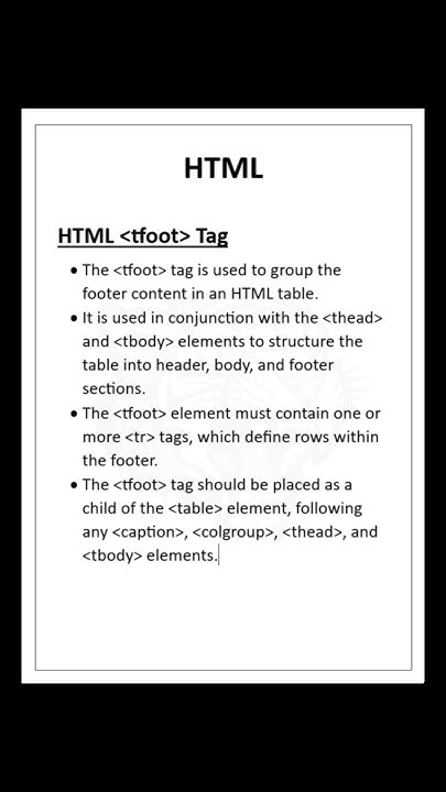 HTML tfoot Tag | S Code Hub #shorts #short #html - YouTube