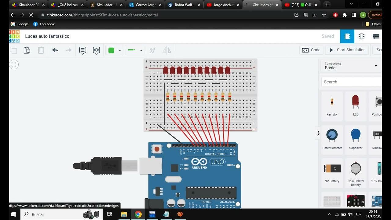 Luces auto fantástico-Arduino-Tinkercad - YouTube
