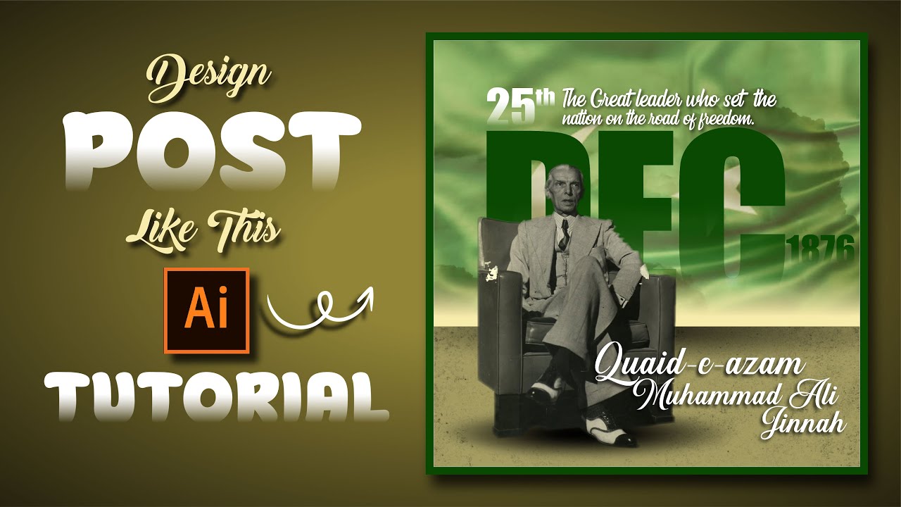 25 Dec QUAID-E-AZAM Day Post Design/Illustrator Tutorial - YouTube