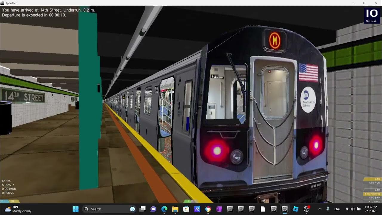 Openbve V8 R179A Alstom M Train Arriving & Departing at 14th Street - YouTube