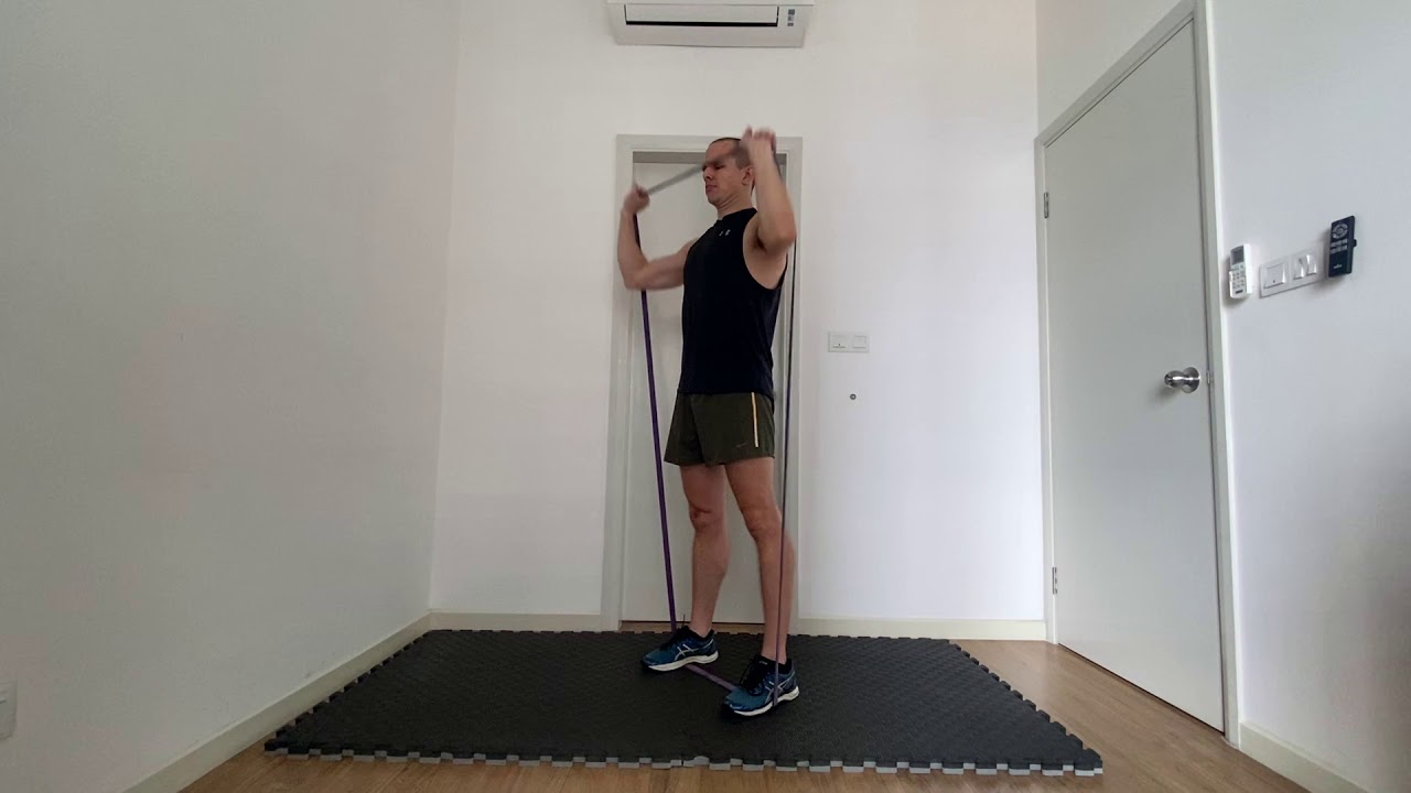 Resistance Band Overhead Press - YouTube