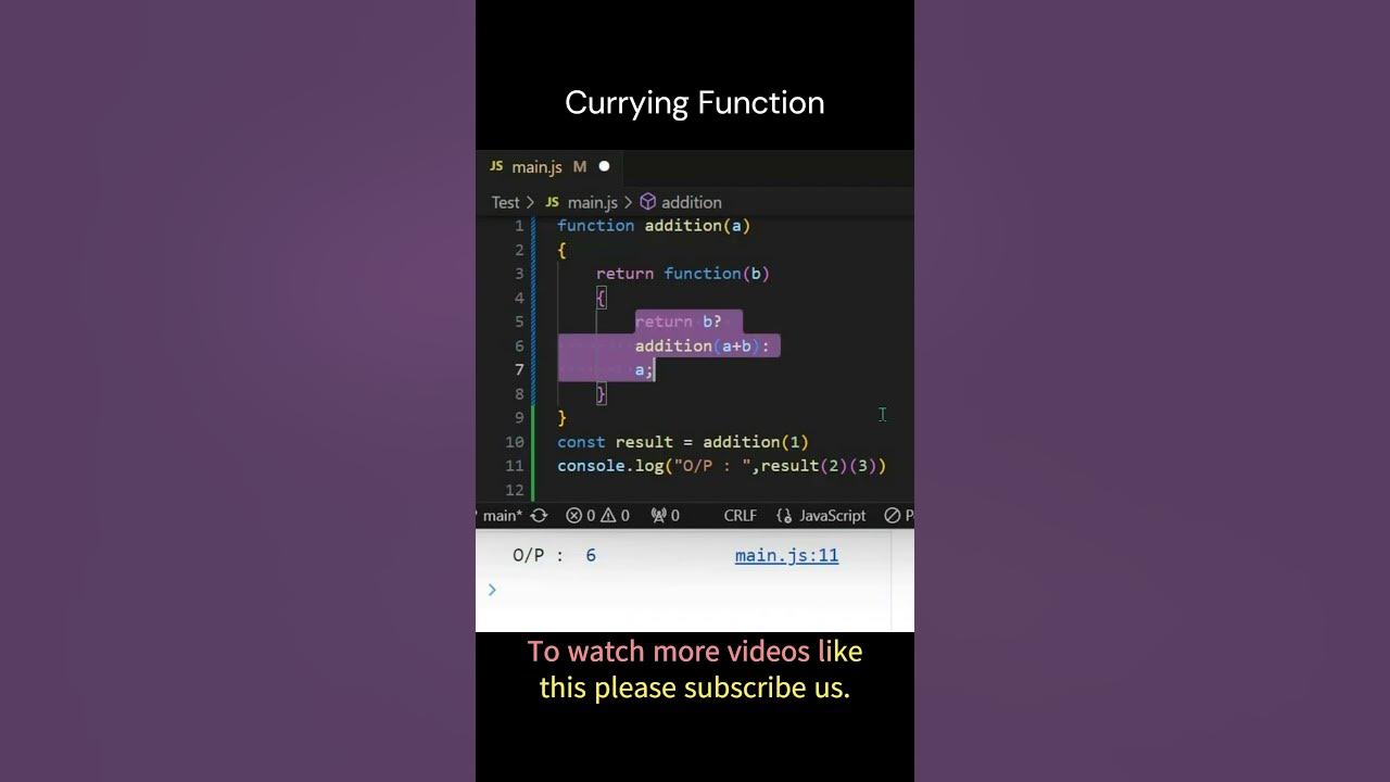 Interview Challenge # 88 || How to design infinite parameterized currying function in JS #shorts ...