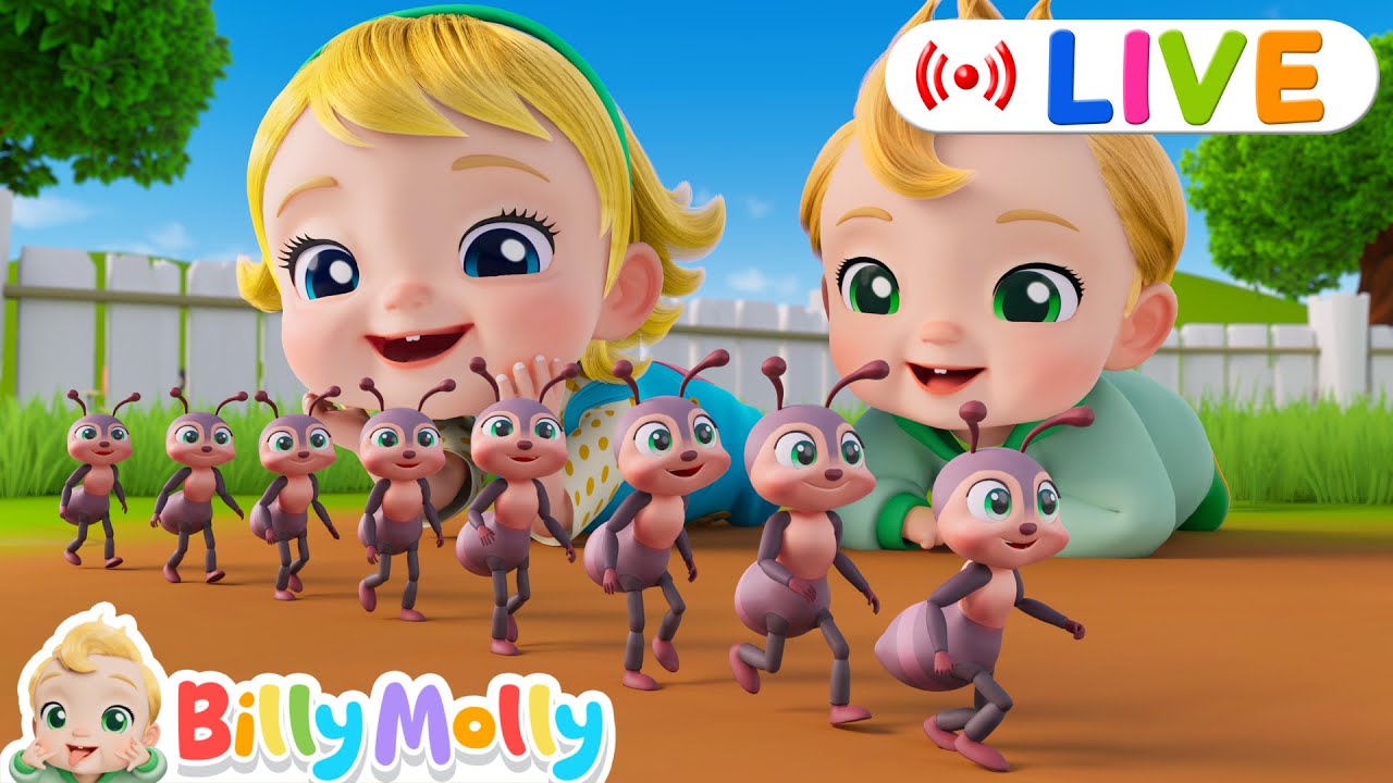 LIVE🔴🐜Let's Count The Ants🐜 | Ants Go Marching + More | Billy Molly ...