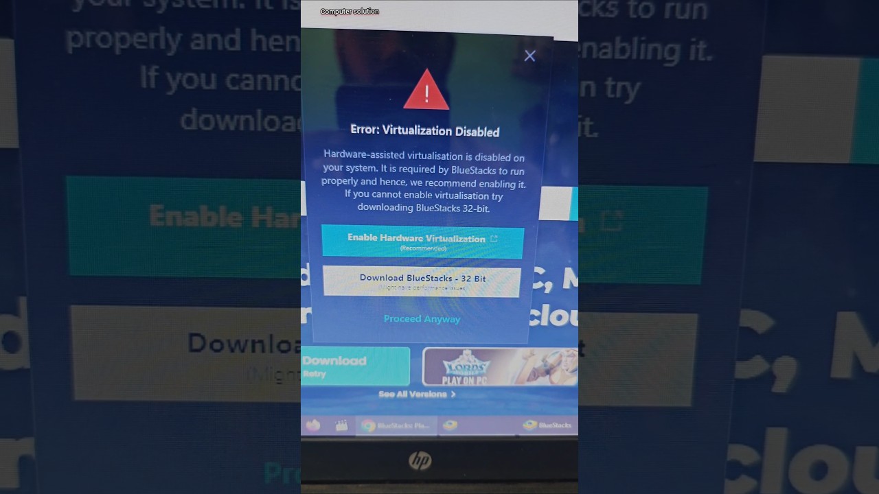 VIRTUALIZATION DISABLED ERROR FIX #VIRTUALIZATIONENABLEBLUSTACK - YouTube