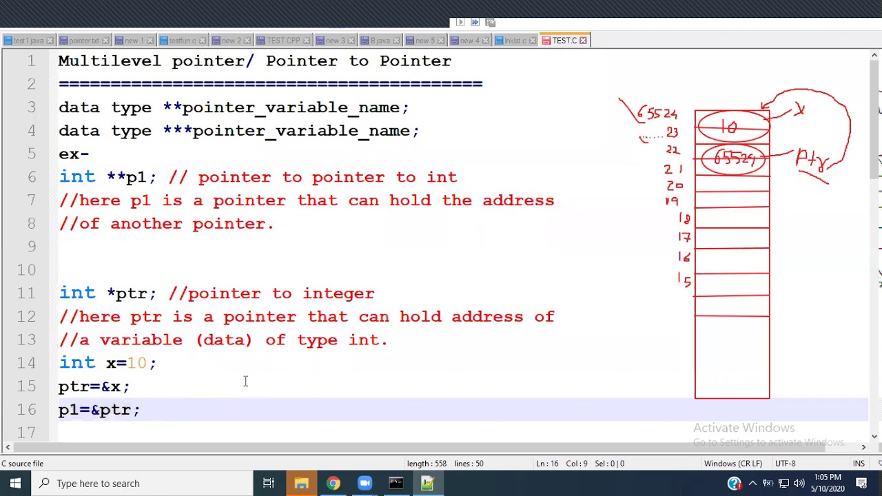 Pointers In C Part 2 Pointer To Pointer Or Multilevel Pointer Youtube 0506