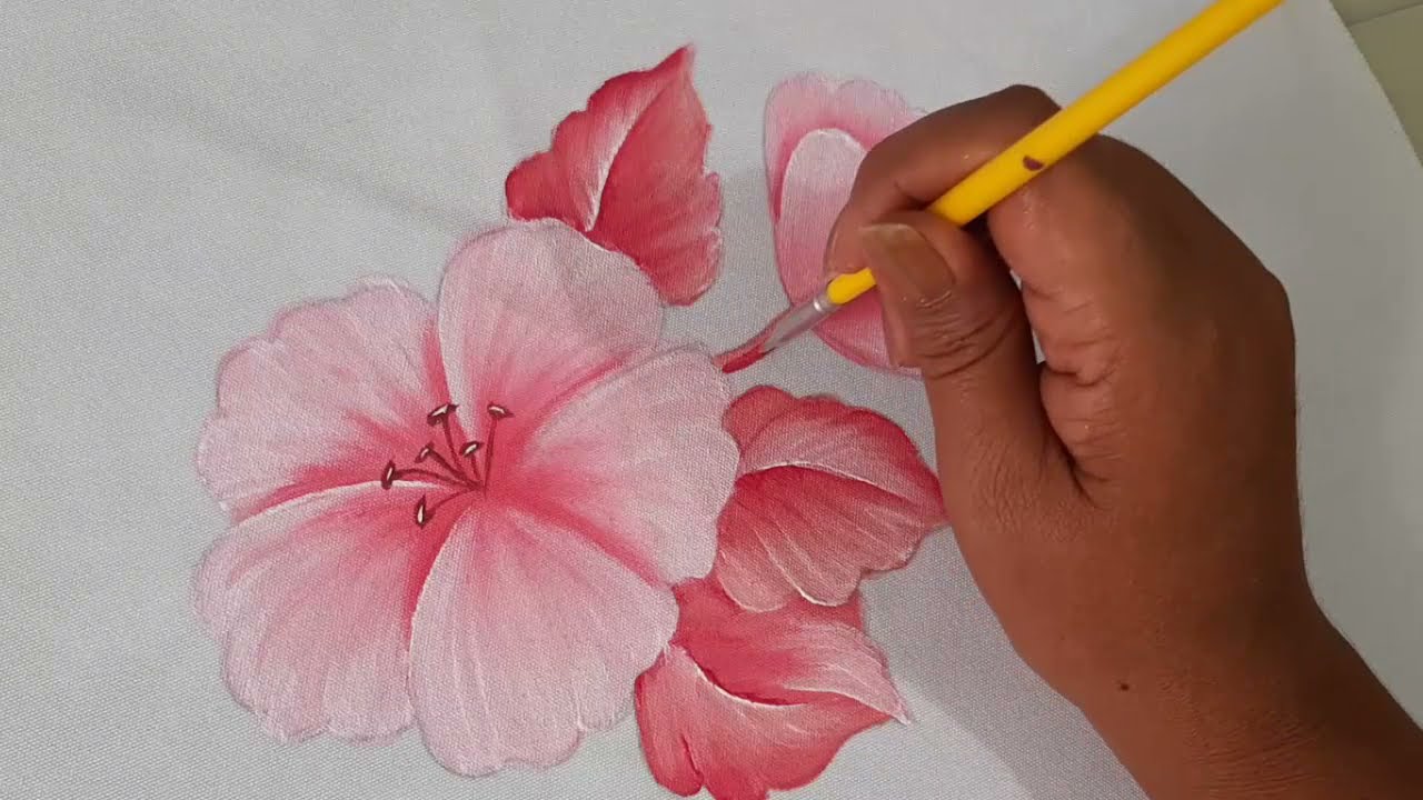 Pintando Flores y Hojas Rosas - YouTube