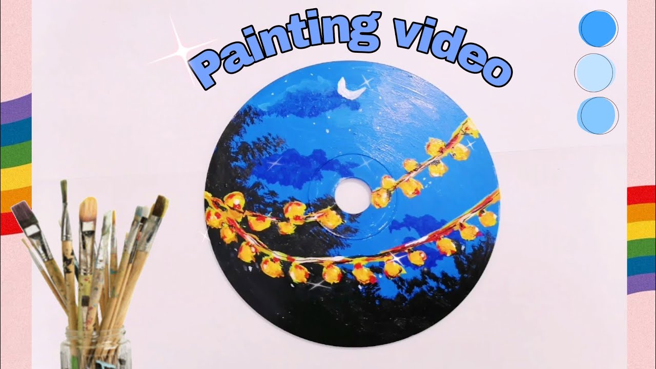 Aesthetic CD painting | Easy CD painting - YouTube