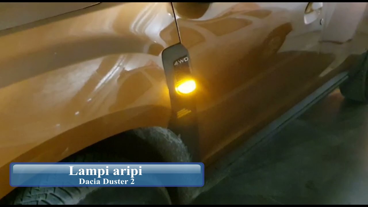 Lampi aripi cu semnalizare dinamica Dacia Duster 2 - YouTube