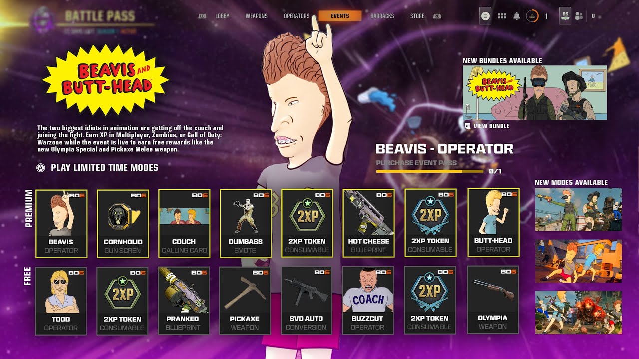 NEW Black Ops 6 Beavis and Butthead Event Pass REWARDS Showcase ...