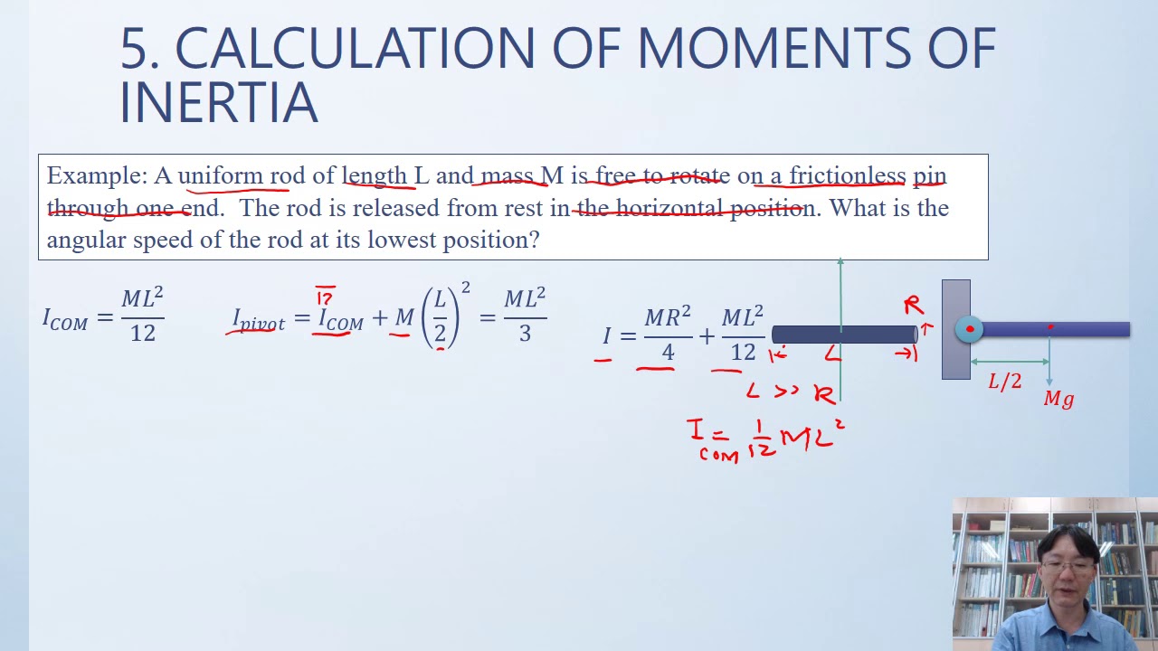 Lec71 物理(一) Calculation of Moments of Inertia, Torque - YouTube