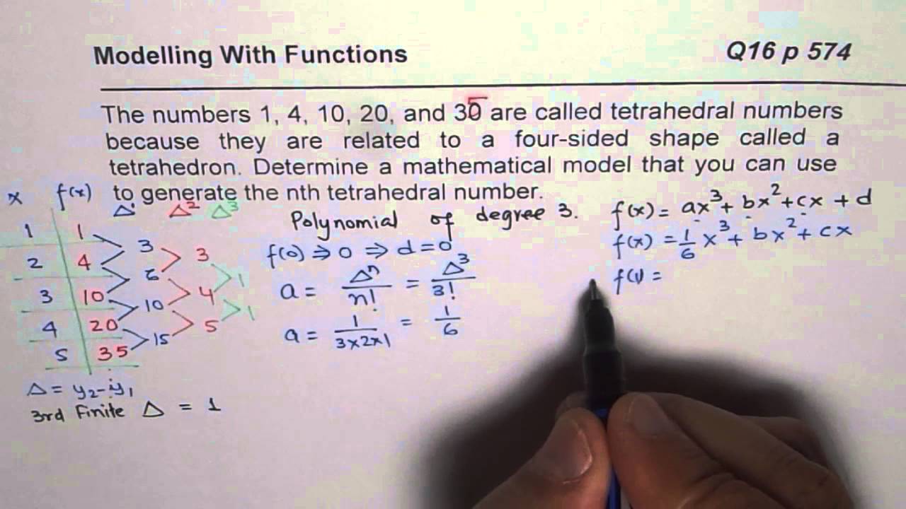 Modelling with Tetrahedral Numbers Q16 p 574 Nelson Advance Functions ...