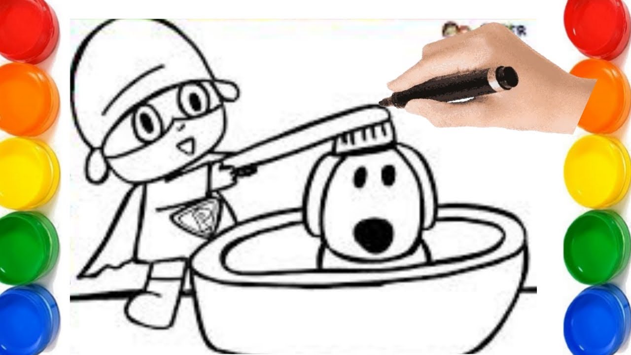 How to draw best Pocoyo painting for kids* Cute Pocoyo drawing and ...