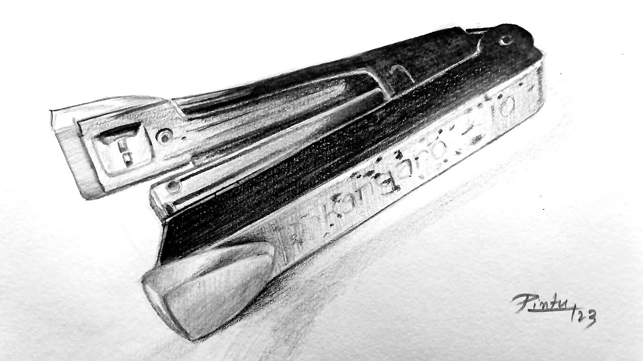 How to draw a stapler - YouTube