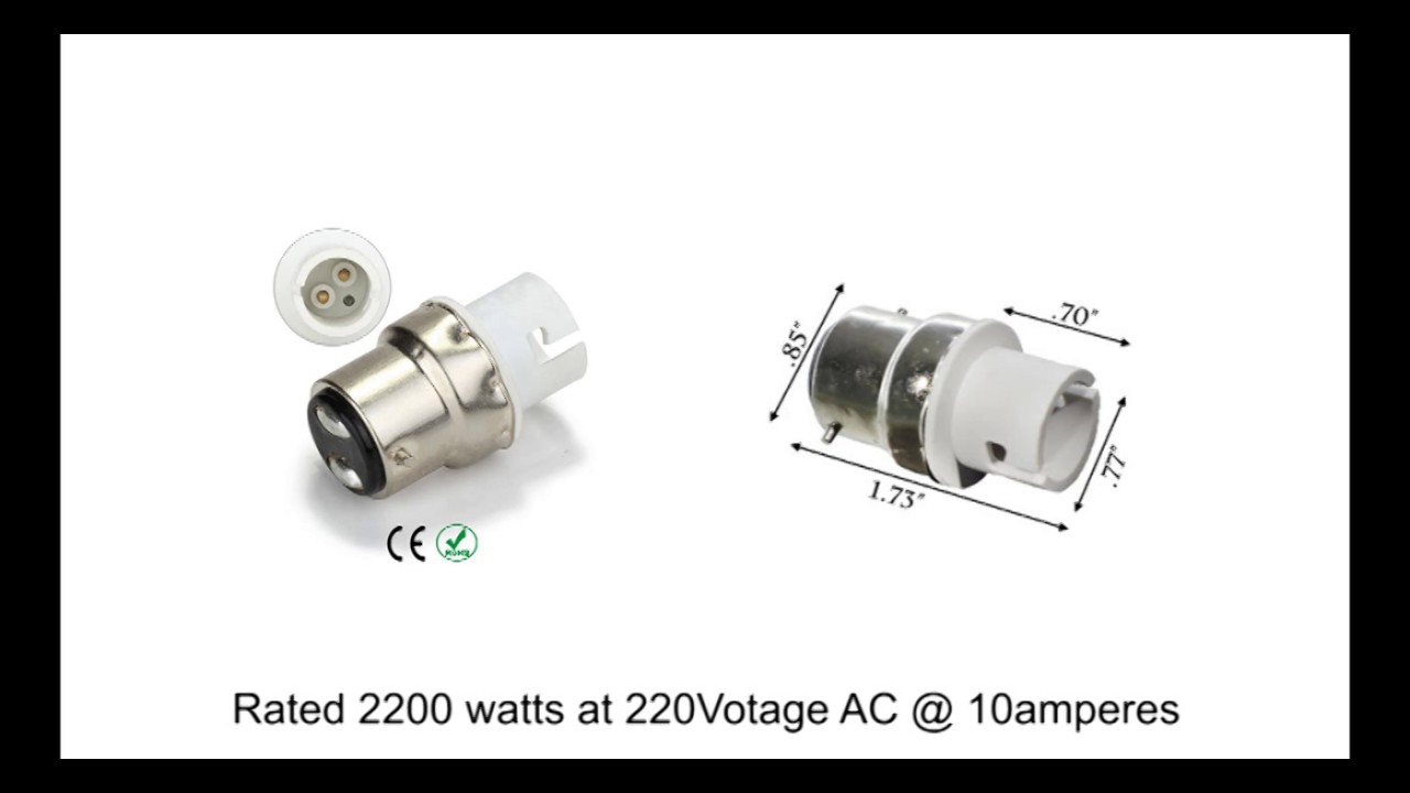 87948 B22 male to BA15D female Adapter Socket - YouTube