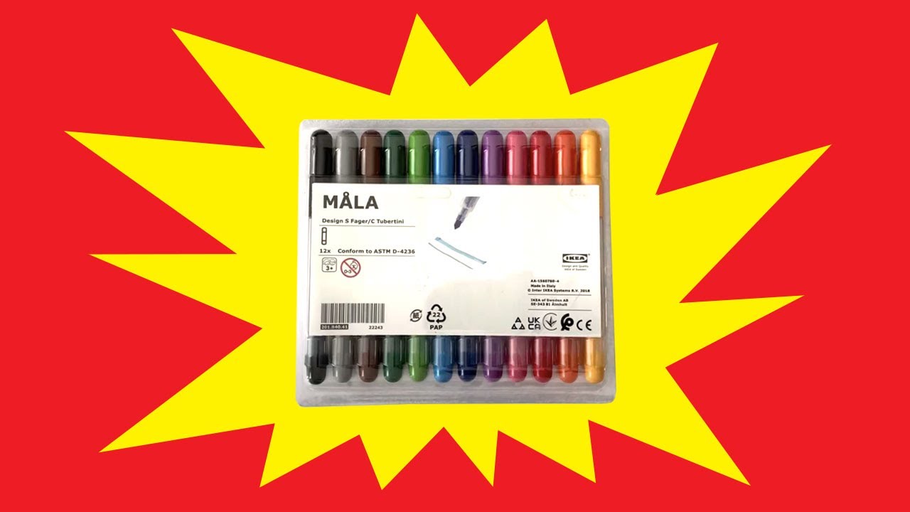 Unboxing new Ikea Måla markers: short art supplies test (2,5 Min) - YouTube