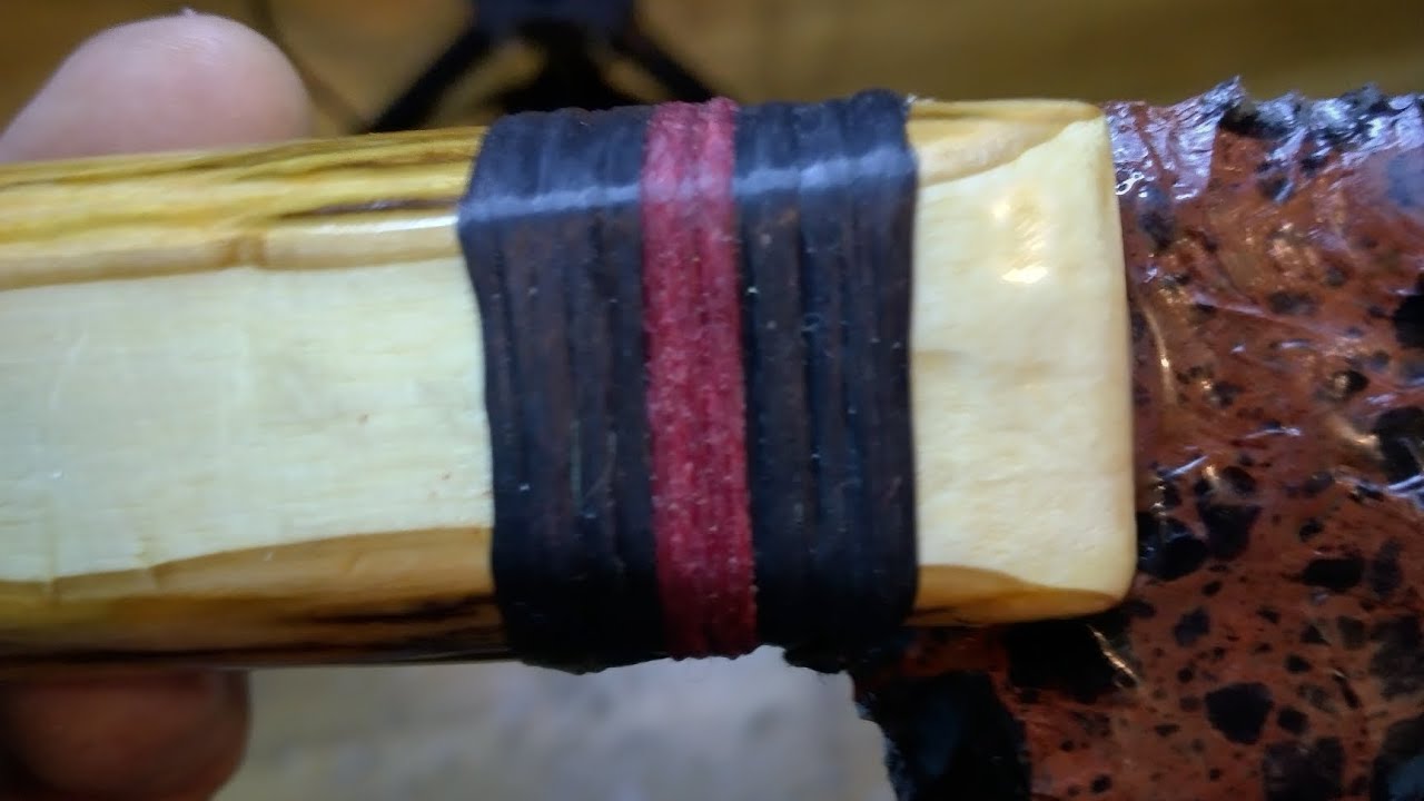How to wrap a flint knapped knife with Artificial sinew or cordage with ...