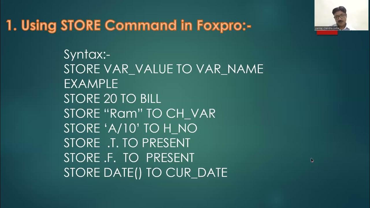 Pankaj Foxpro Store Command - YouTube