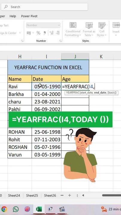 Age Calculation in Excel #excel How to Calculate age in excel #exceltips #shorts - YouTube