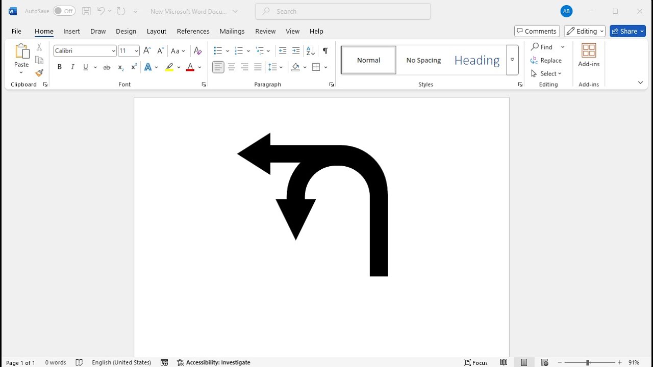 How to create U-turn and left-turn sign in word - YouTube