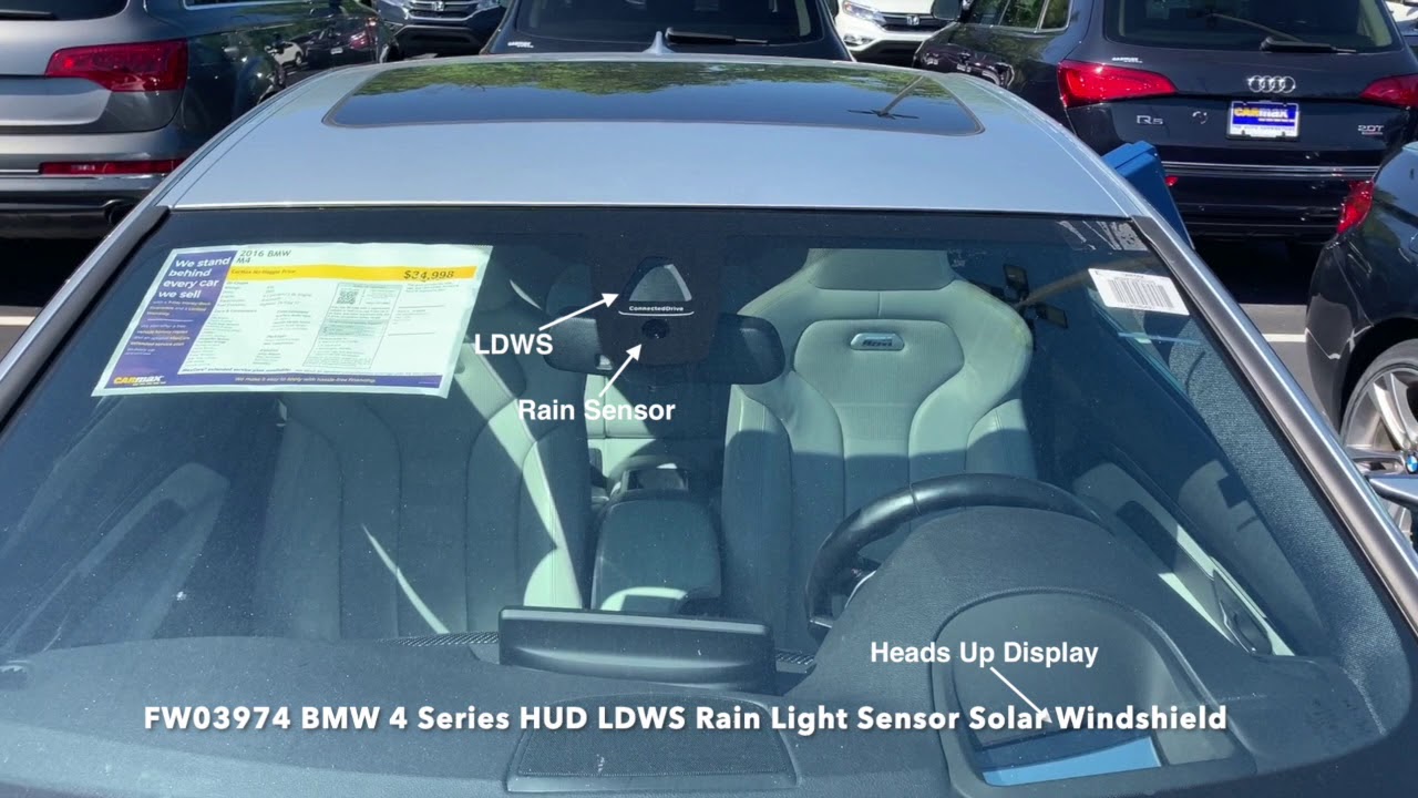 FW03974 BMW 4 Series HUD LDWS Rain Light Sensor Solar Windshield - YouTube