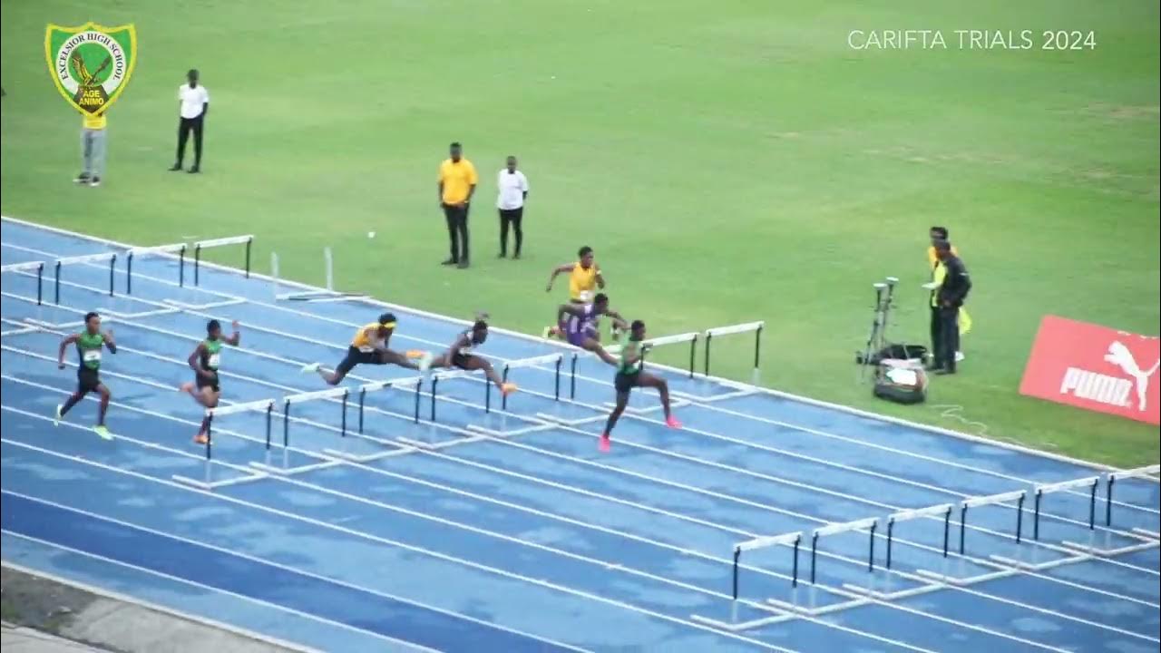 CARIFTA TRIALS 2024 - Boys 110M Hurdles U-20 Final - YouTube