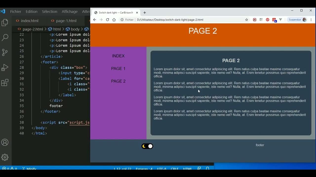 Tuto Javascript Moderne : Ajouter une version Dark Mode d'un site - YouTube