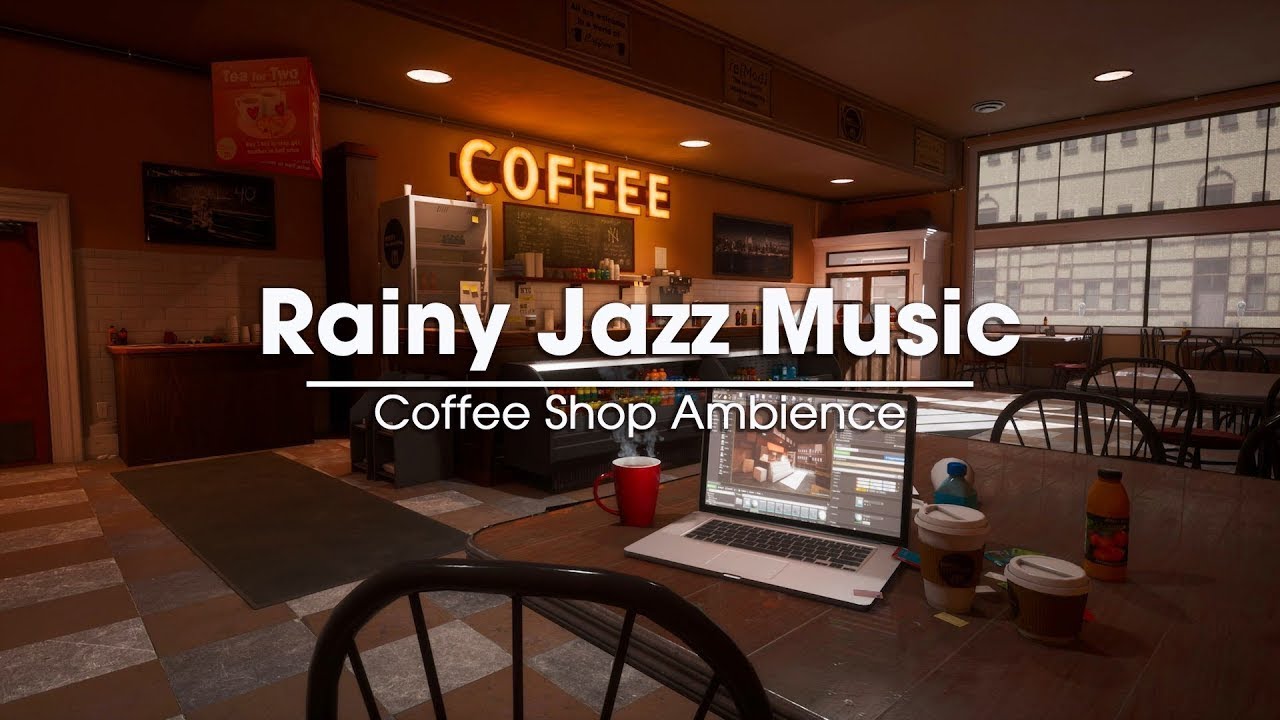 Cozy Coffee Shop Ambience with Calm Jazz Music and Rain Sounds for ...