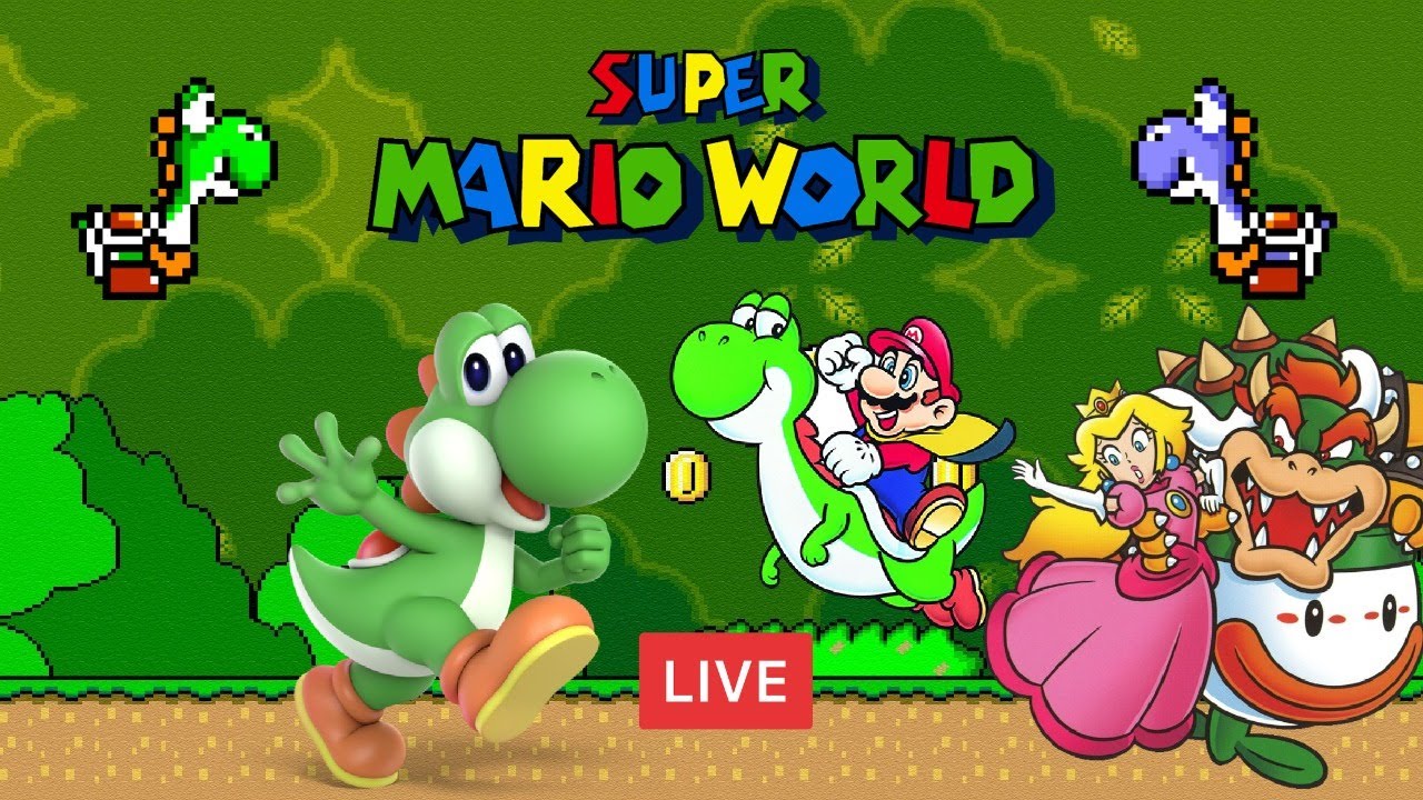 Super Mario World Live Stream Full Playthrough Best SNES! & Dinosaur ...