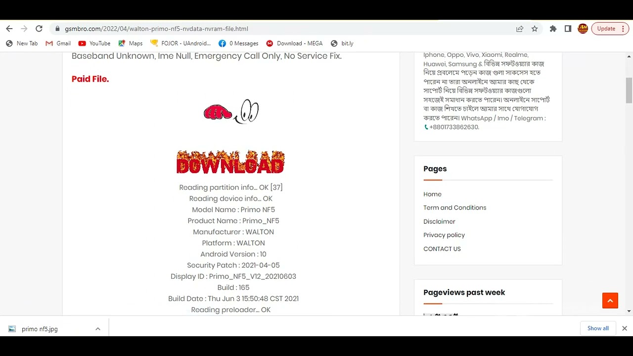 Walton Primo Nf5 Nvdata Nvram File For Fix Baseband, Ime & Network ...