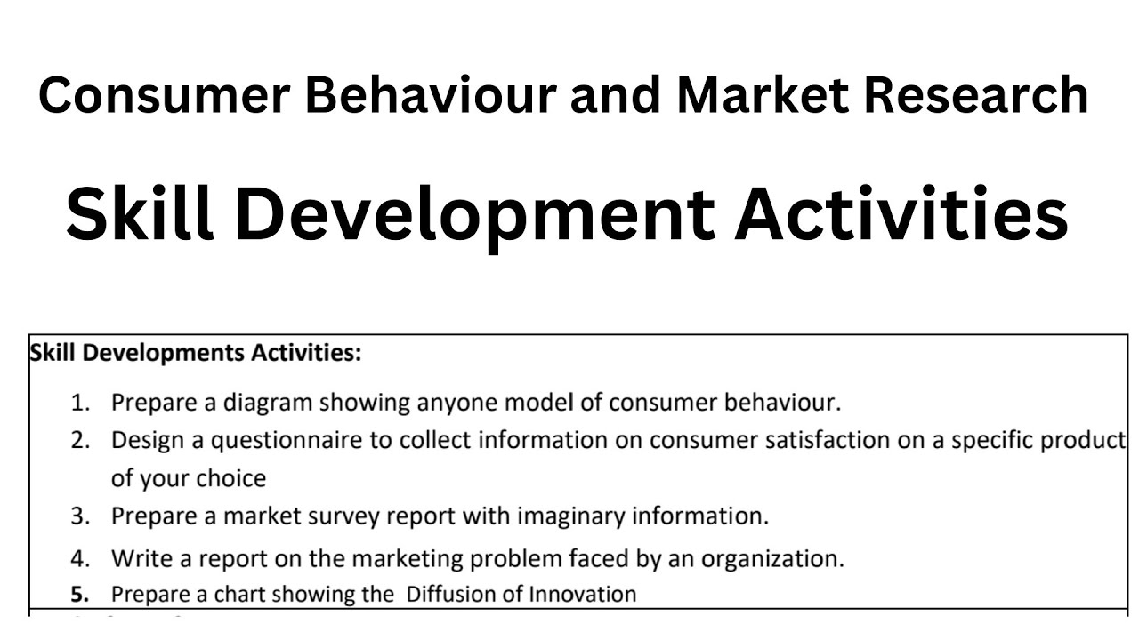 Consumer Behaviour and Market Research Skill Development Activities ...