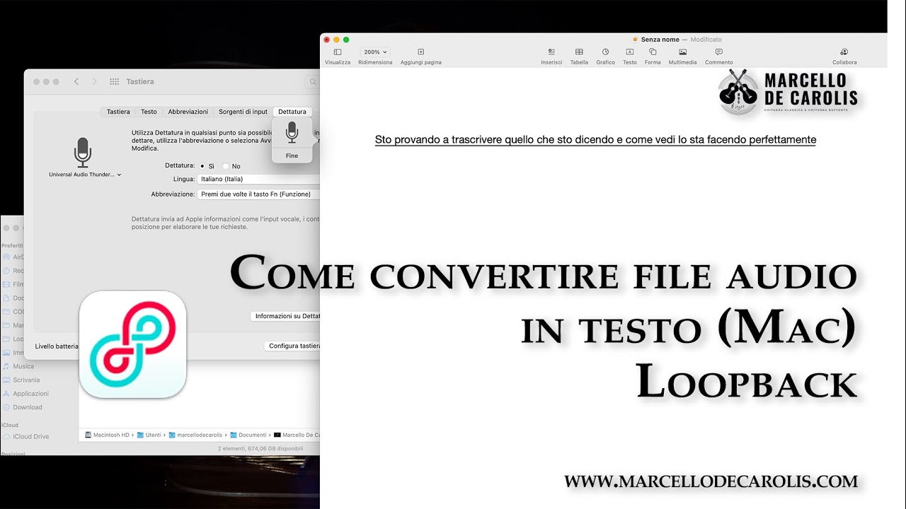 Come convertire file audio in testo su Mac (Loopback) - YouTube