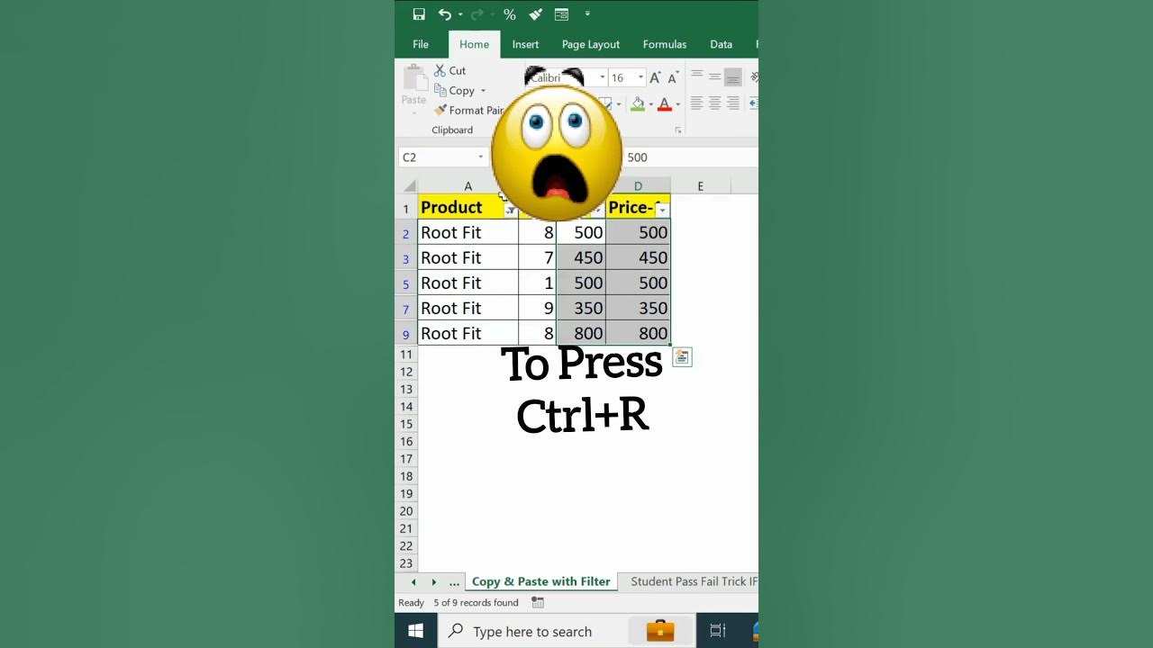 Excel Trick: To Press Ctrl+R drag Same value, No Copy paste #shorts #interview #tech #howto ...