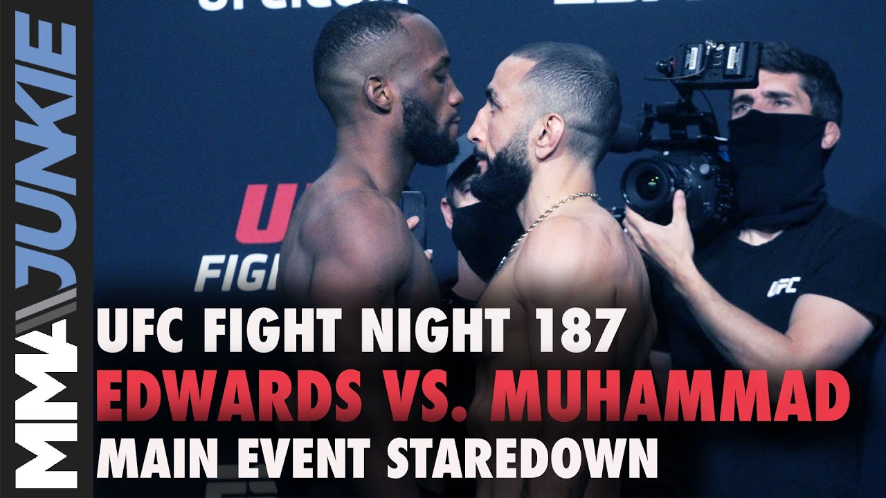 Leon Edwards vs. Belal Muhammad intense faceoff | UFC Fight Night 187 ...