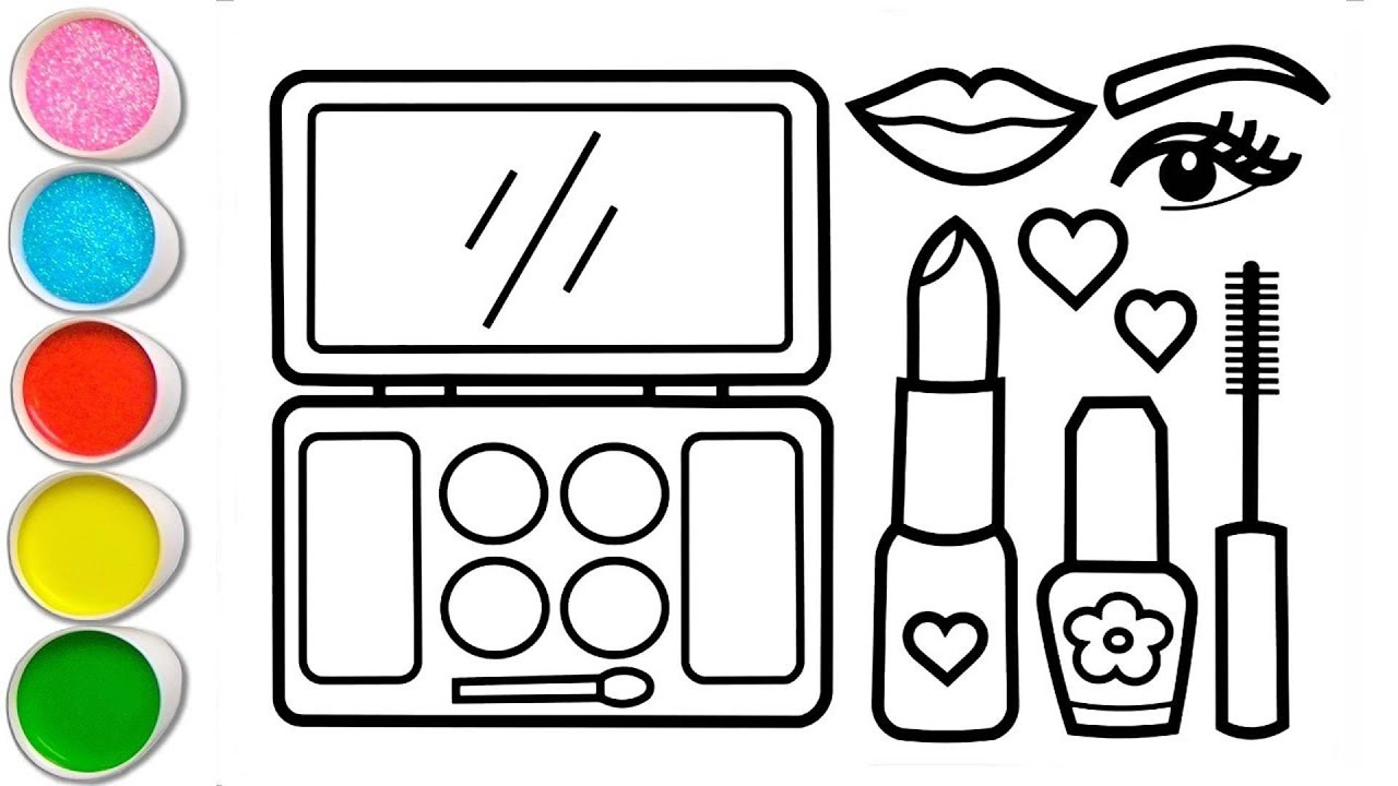 How to draw makeup kit for kids | makeup kit drawing and coloring for ...
