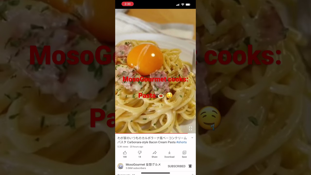 #mosogourmet - cooks the best cream pasta with Bacon! - YouTube