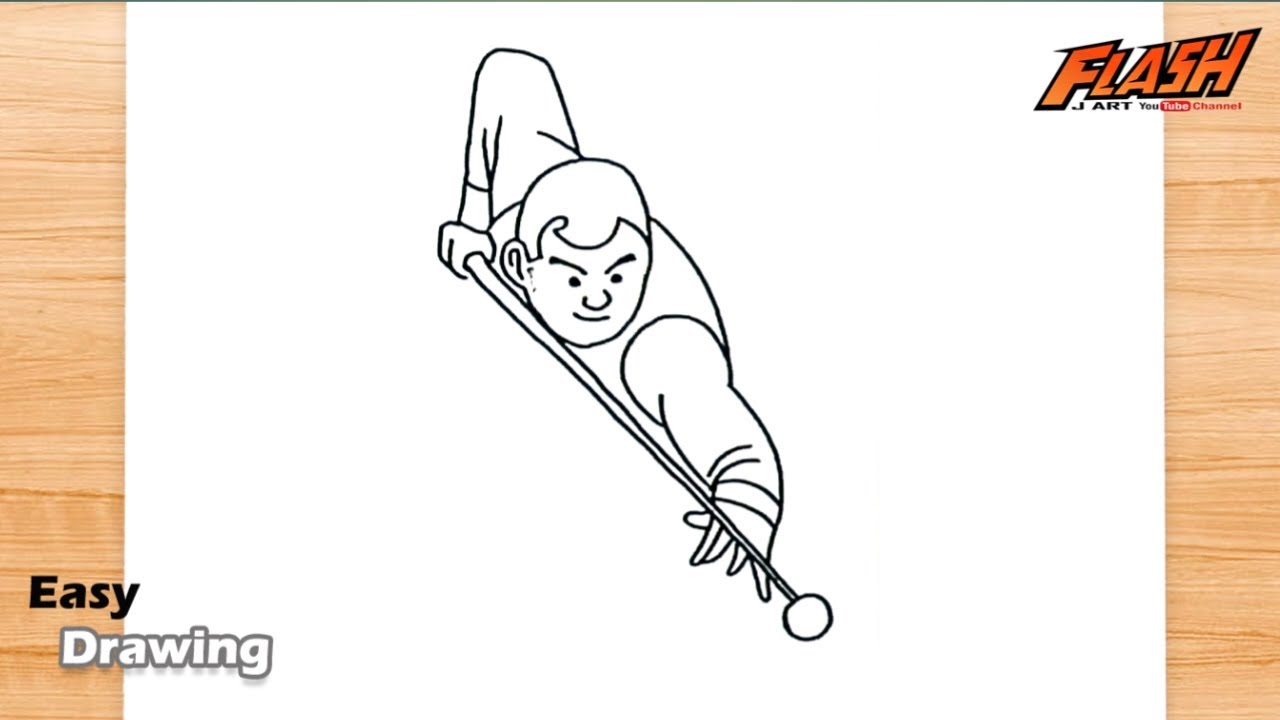 how to draw BILLIARD PLAYER step by step - YouTube