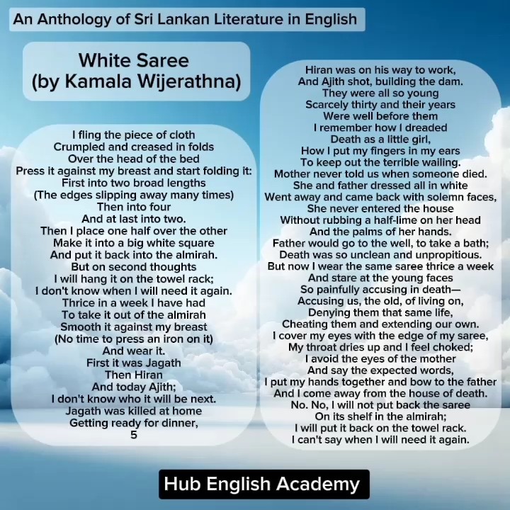White Saree (by Kamala Wijerathne) 👀🌼 #anthology #poem #literature ...