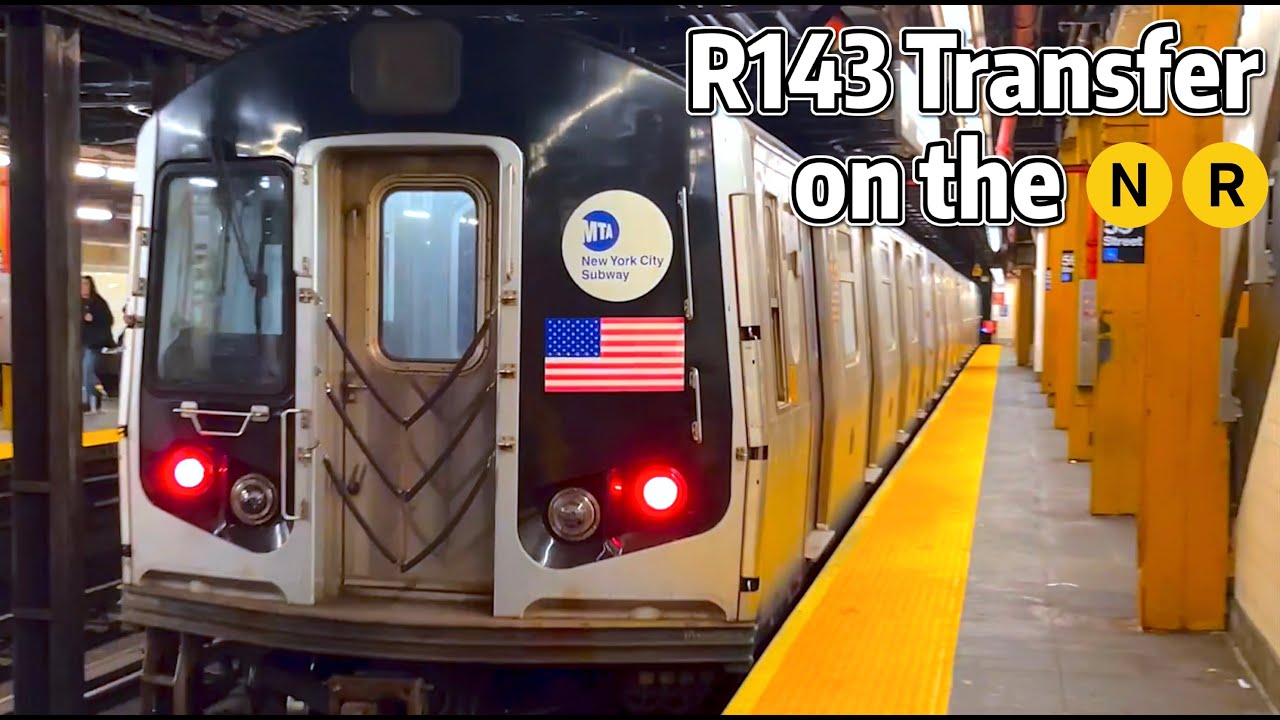 ⁴ᴷ⁶⁰ R143 Transfer Train passing 59th St on the N Line - YouTube