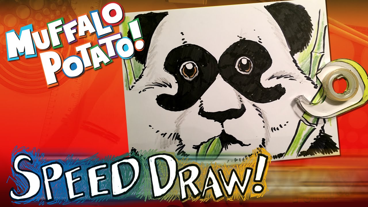 SPEED DRAW A PANDA using a TAPE DISPENSER with Muffalo Potato - YouTube