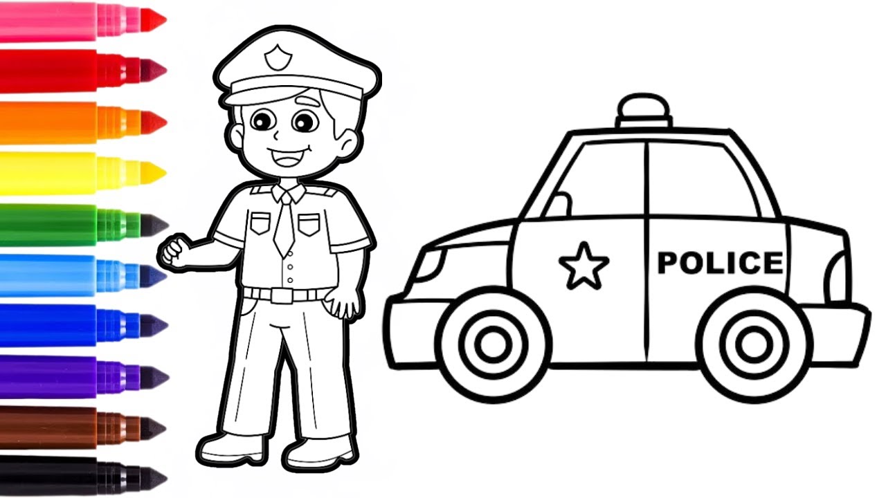 Drawing and Coloring a Police Officer with Car 👮🚓 How to Draw a Police ...
