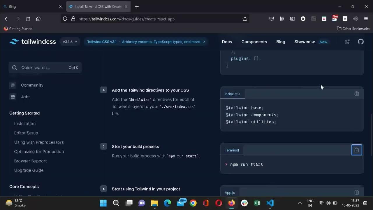 How to add tailwind css in react js project. - YouTube