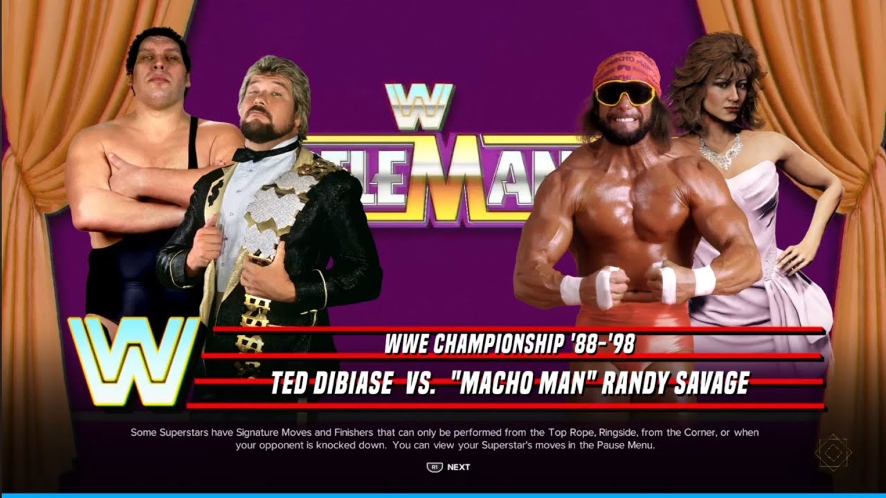 Ted Dibiase vs Macho Man. WrestleMania 4. WWE 2K24 - YouTube