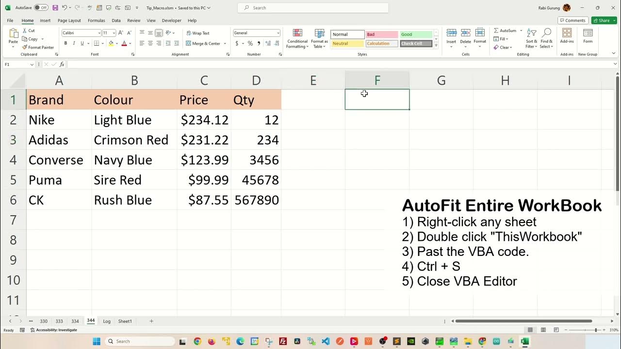 AutoFit Entire Workbook In Excel - Excel Tips and Tricks - YouTube