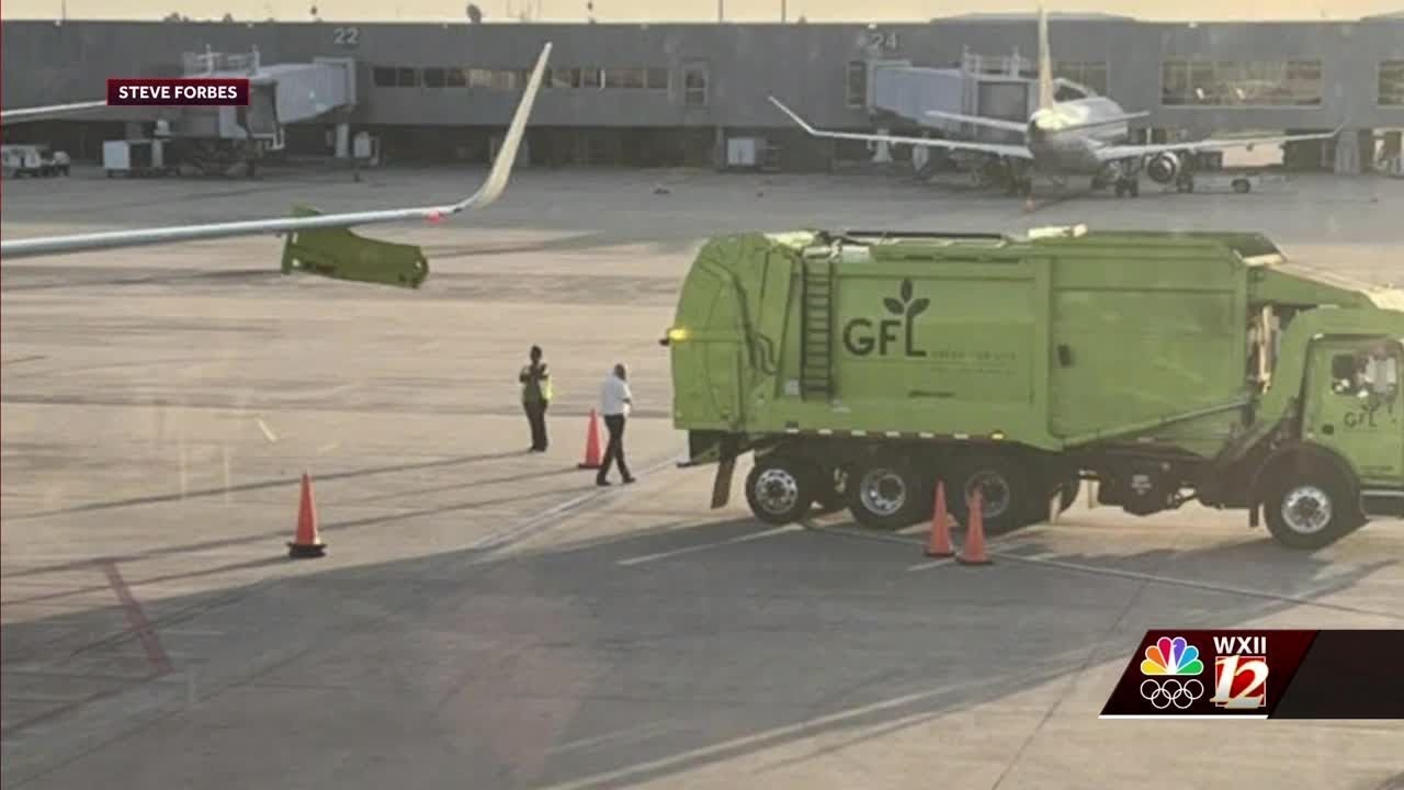 Garbage truck hits American Airlines plane at PTI Airport in Greensboro ...